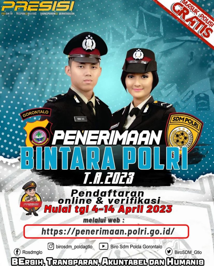 Penerimaan Polri T.A 2023 Dibuka, Berikut Cara Daftar dan Syarat Khususnya – Polda Gorontalo